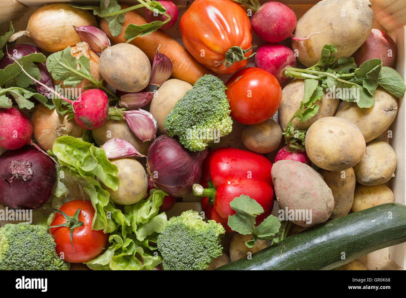 Various organic vegetables as a natural still life for healthy and ...