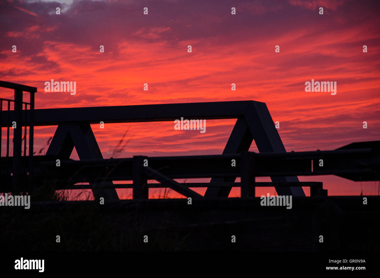 Agivey Bridge, Ballymoney, Northern Ireland- August 22, 2016:- Sunset ...