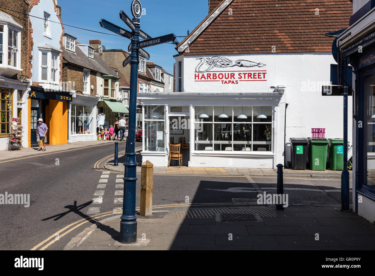 Attractive Harbour Street in Whitstable, Kent, with a variety of small ...