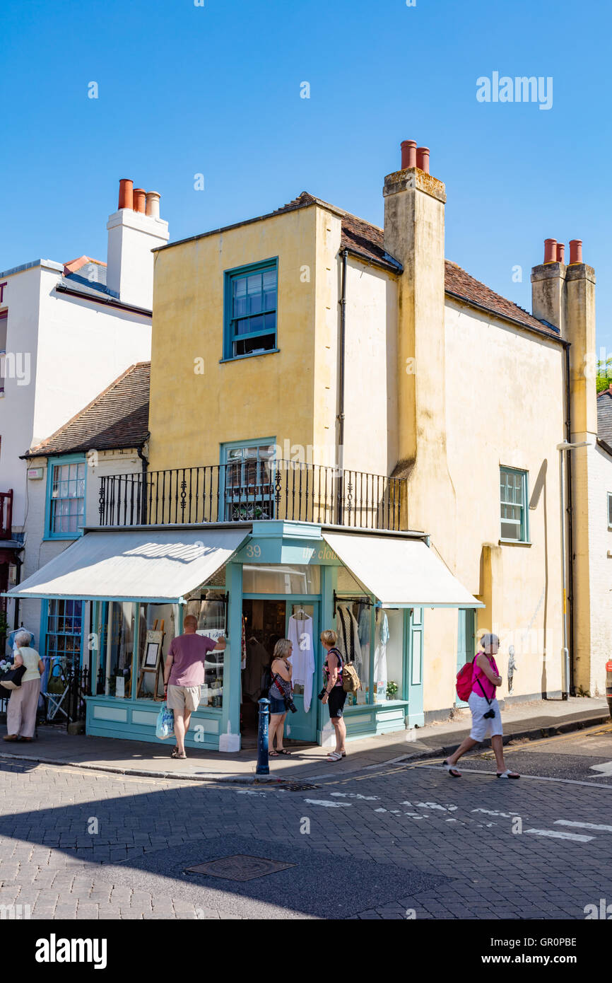 Attractive Harbour Street in Whitstable, Kent, with a variety of small ...