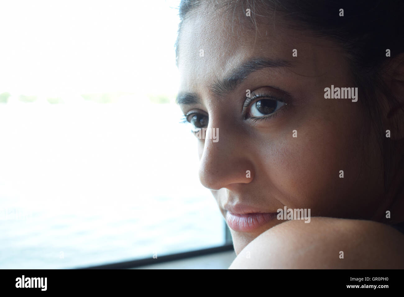 Face of Indian girl with bleached background Stock Photo - Alamy