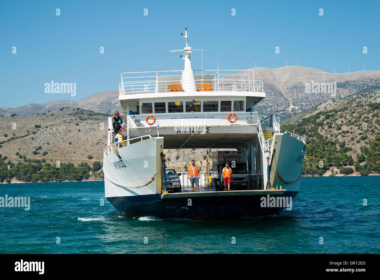 Lixouri ferry arriving at Argostoli, Kefalonia, Ionian Islands, Greece ...