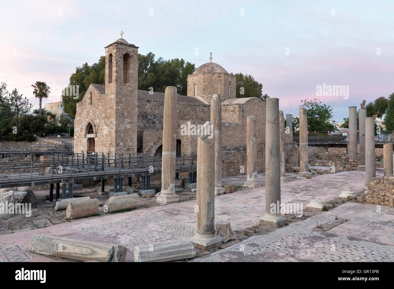 Kyriaki Church and ancient remains in Paphos Cyprus. Early Christian ...