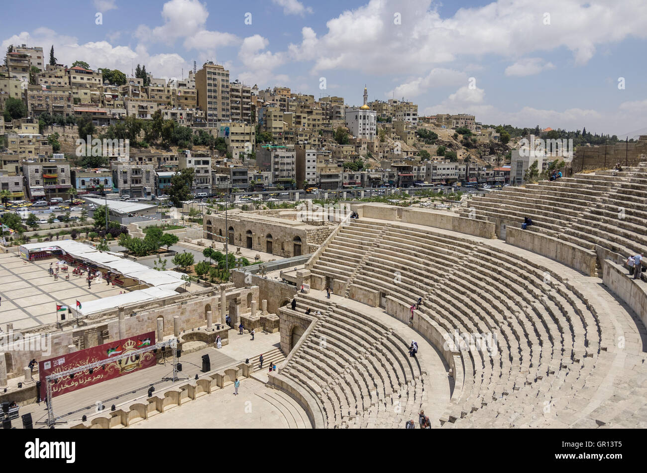 Amman, Jordan -May 28, 2016: Roman amphitheatre in downtown with Amman ...