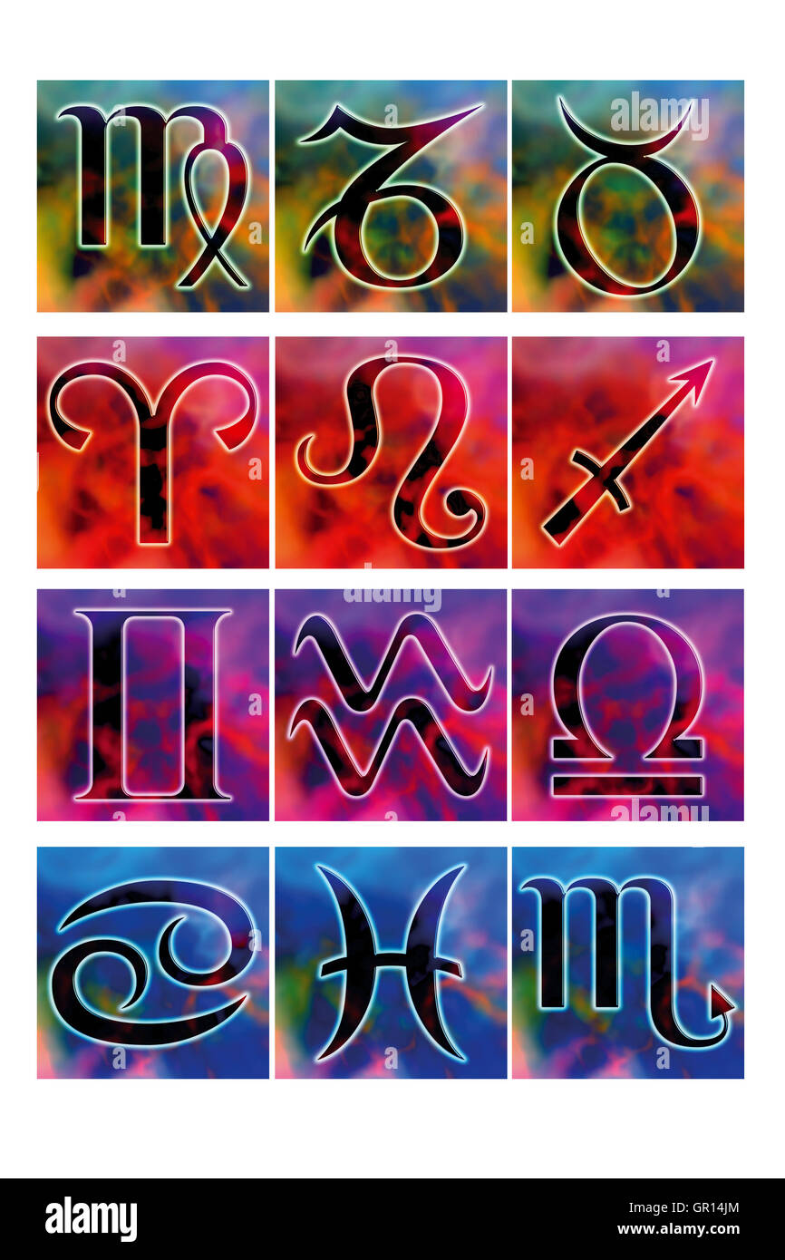 zodiac signs, astrology and horoscope concept Stock Photo - Alamy