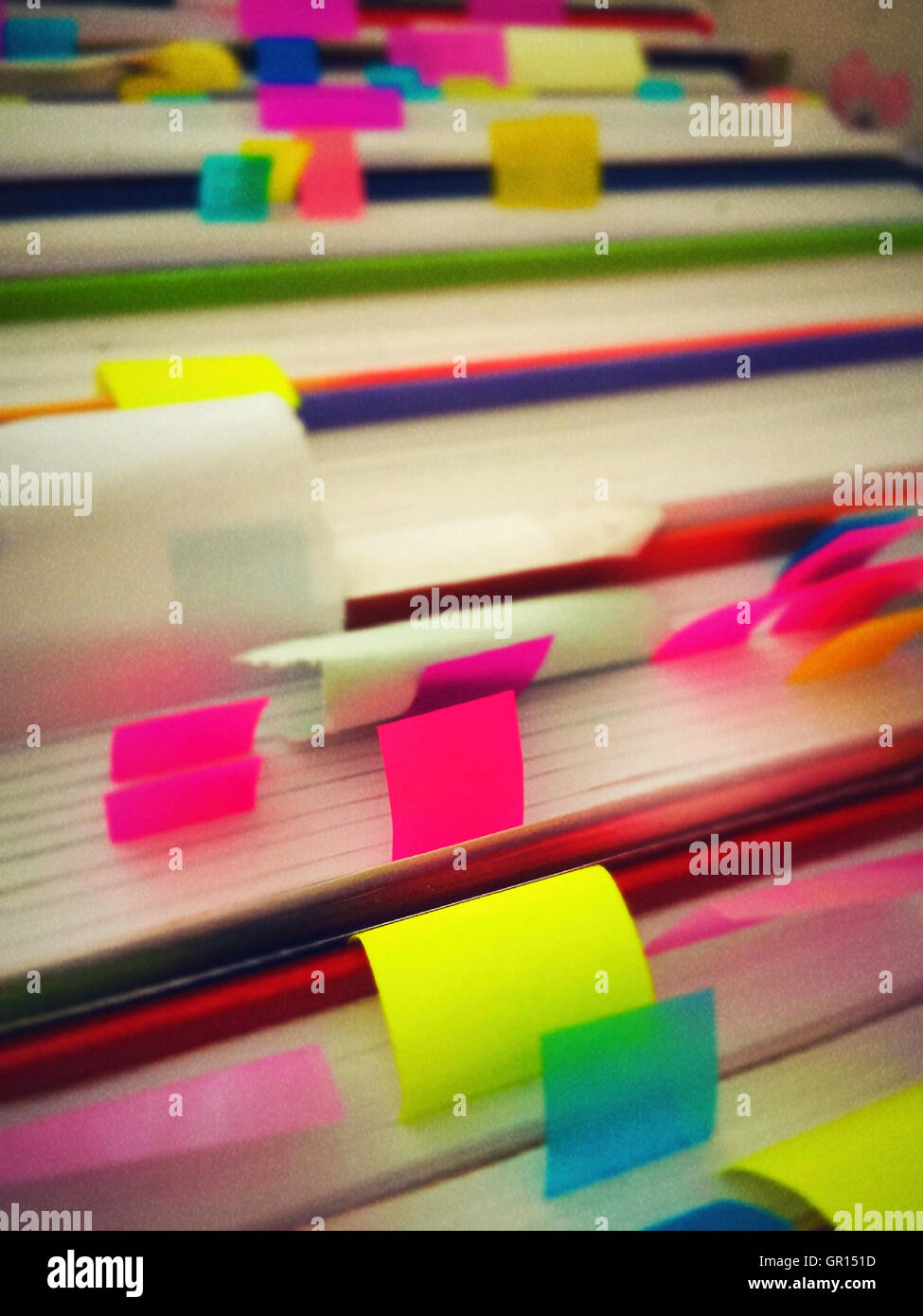 Books with Many Bookmarks Stock Photo - Alamy