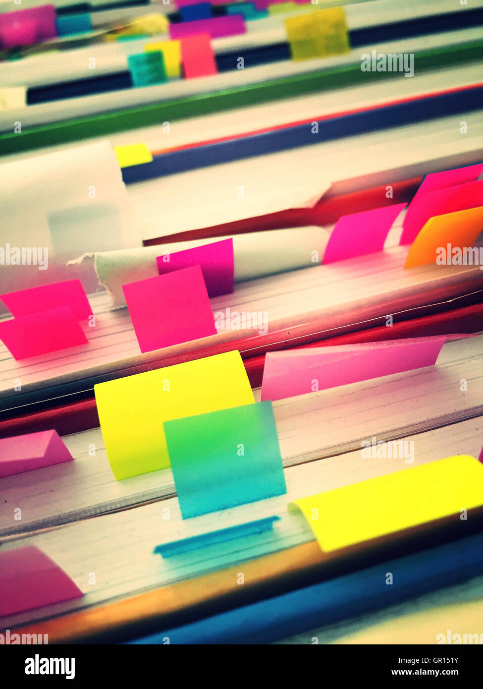 Books with Many Bookmarks Stock Photo - Alamy