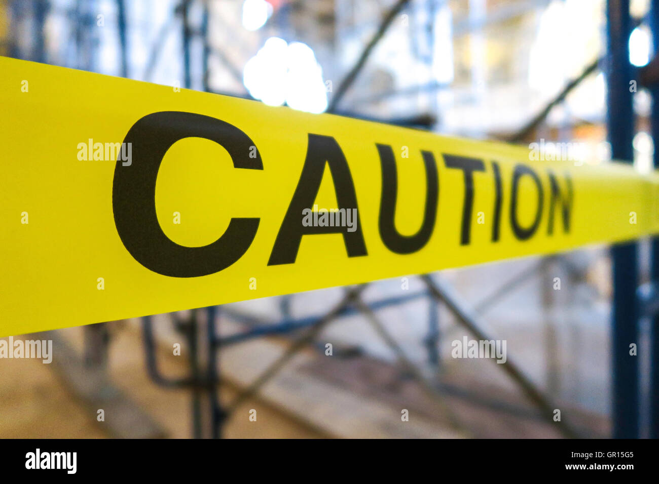 Caution Tape at Construction Site Stock Photo - Alamy