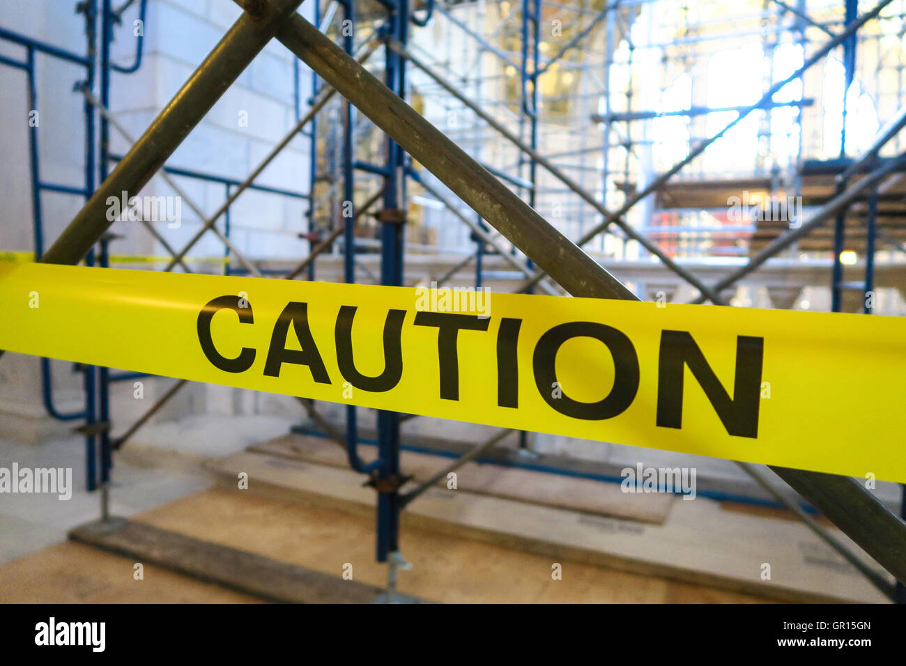 Caution Tape at Construction Site Stock Photo - Alamy