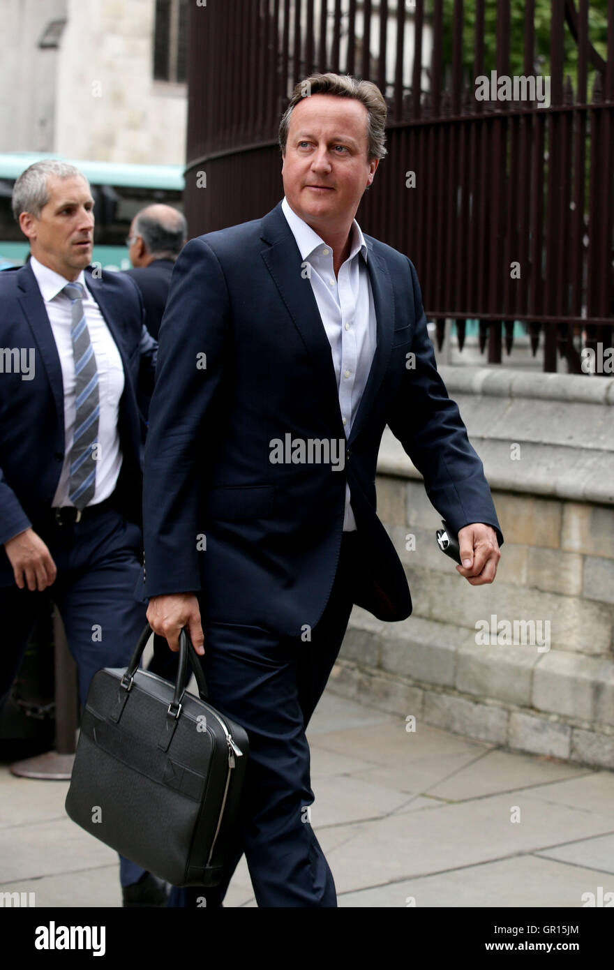 Former Prime Minister David Cameron arrives at the Houses of Parliament ...