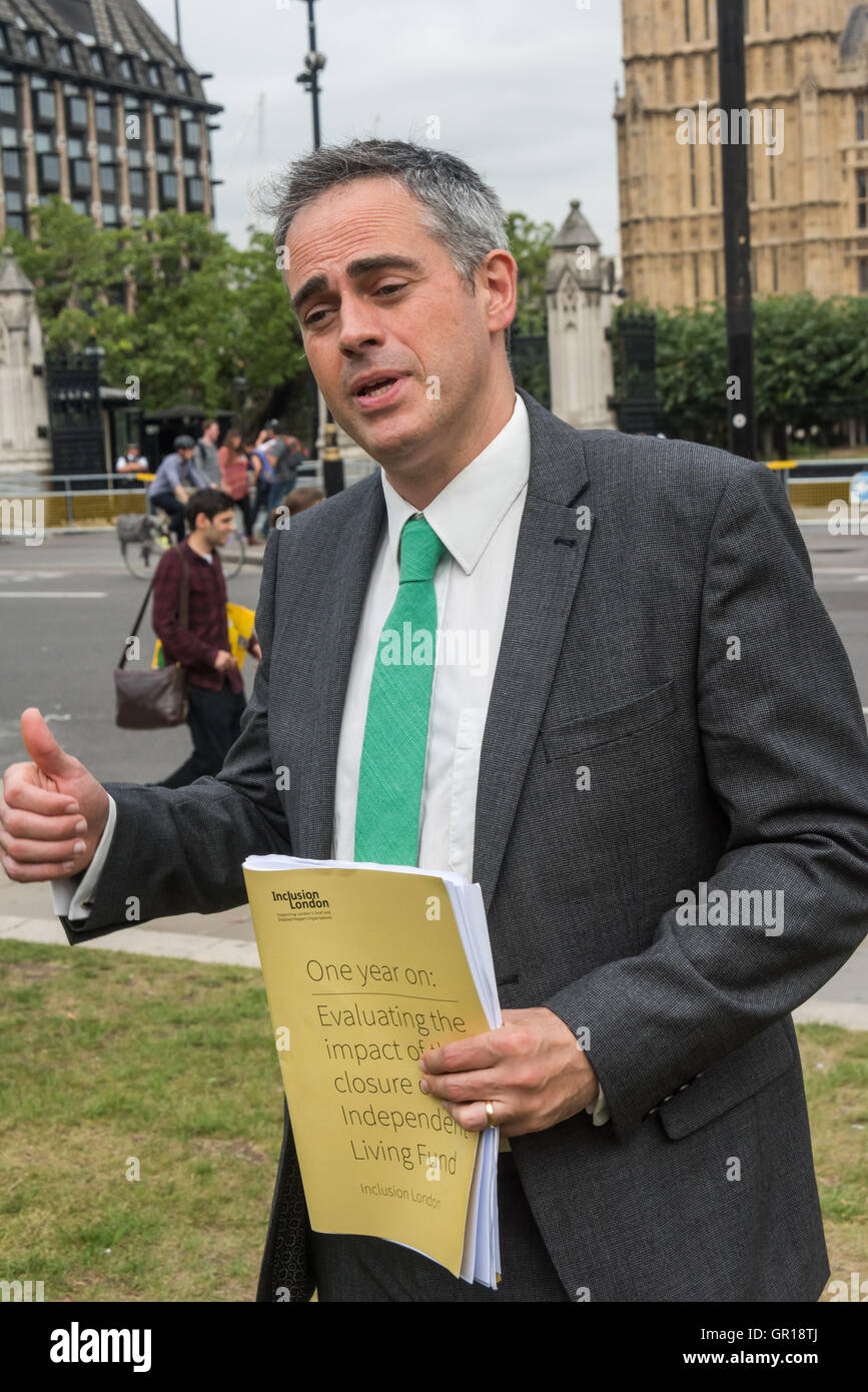 London, UK. 5th September 2016. Green Party co-Leader Jonathan Bartley ...