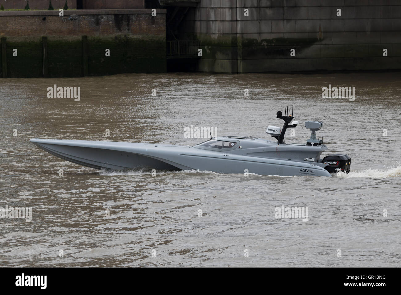 An unmanned surface vessel usv is on the river hi-res stock photography ...