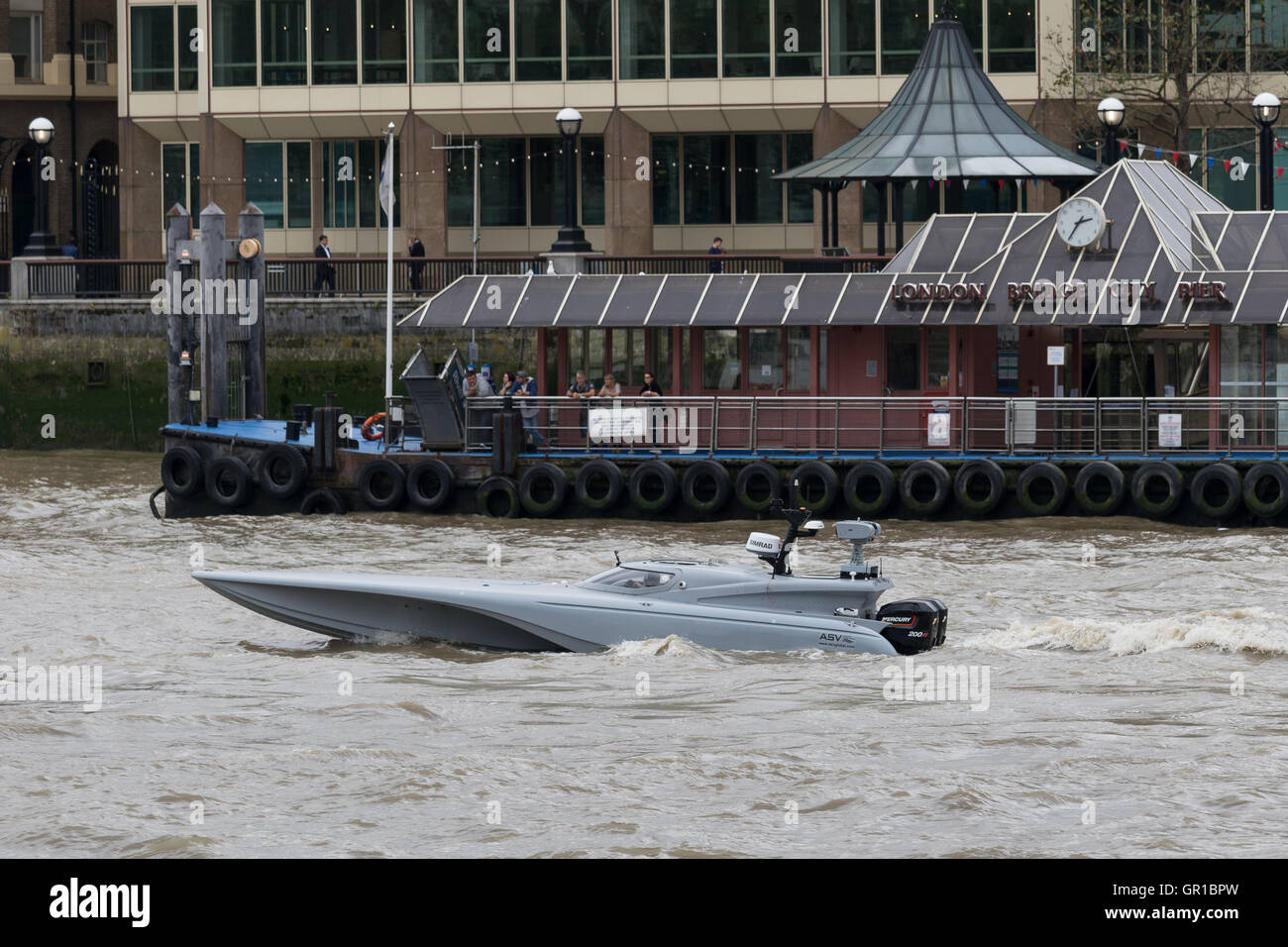 An unmanned surface vessel usv is on the river hi-res stock photography ...