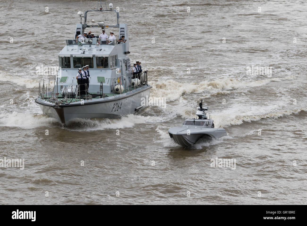 An unmanned surface vessel usv is on the river hi-res stock photography ...