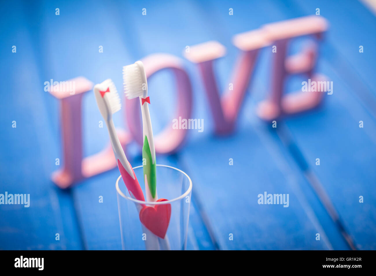 Toothbrushes for couple Stock Photo - Alamy