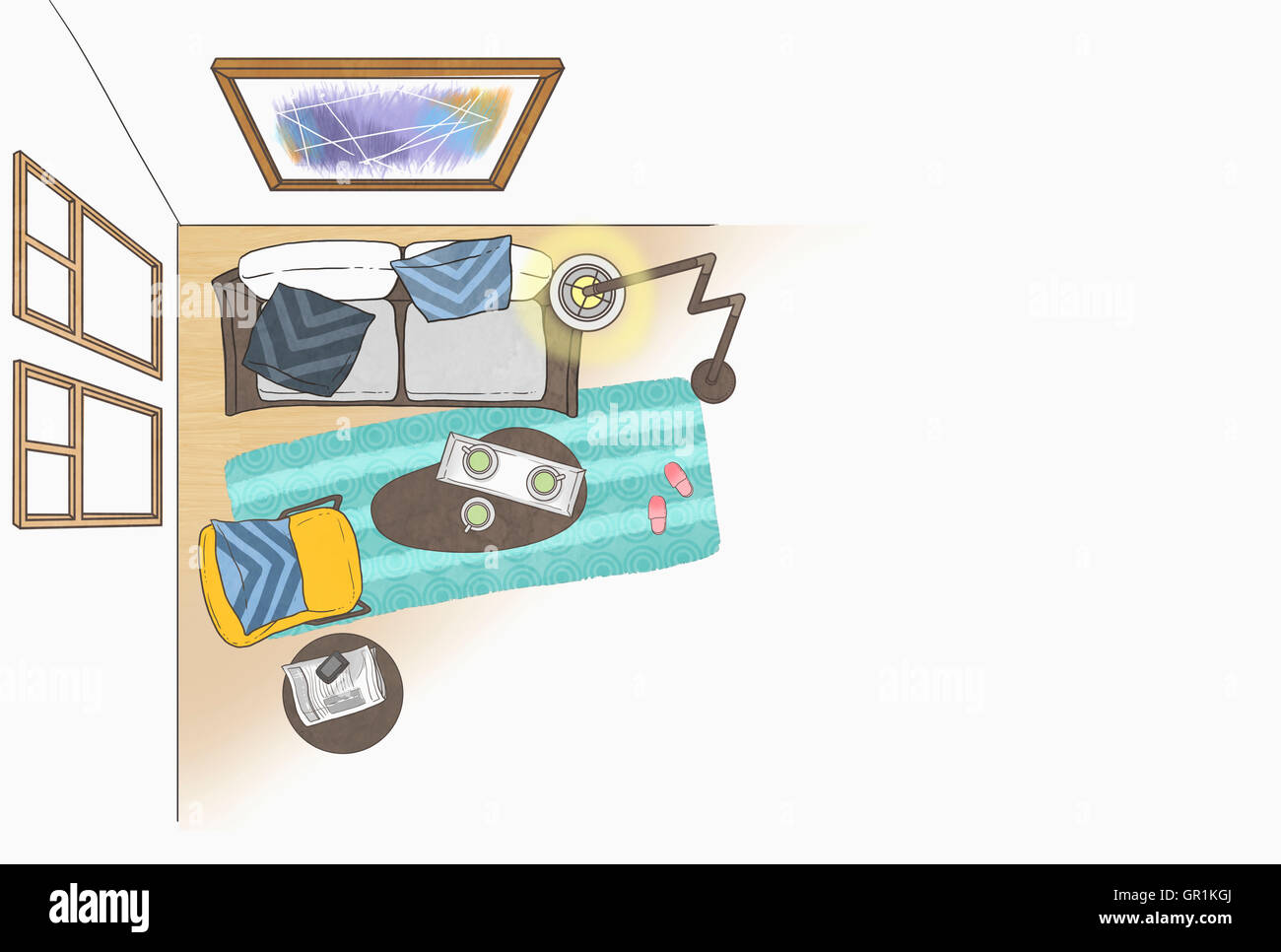 Northern Europe style living room interior Stock Photo - Alamy