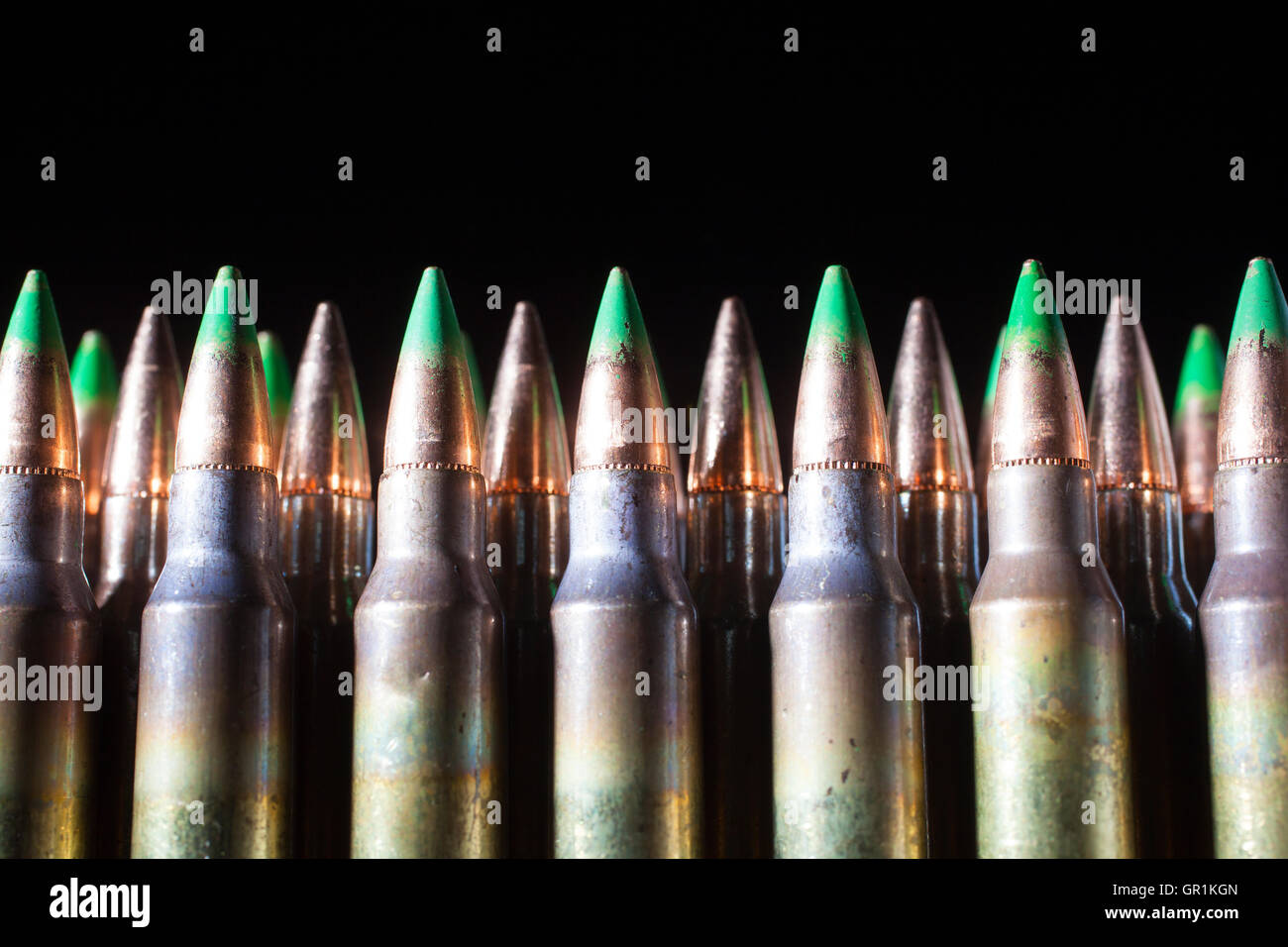 Ammunition that has bullets that have a green tip and steel insert ...