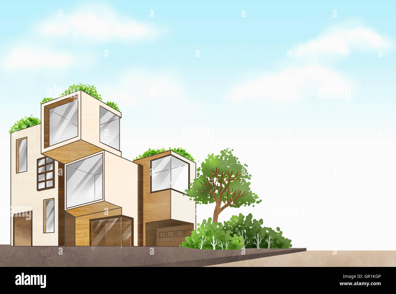 Illustration of modern structures Stock Photo - Alamy