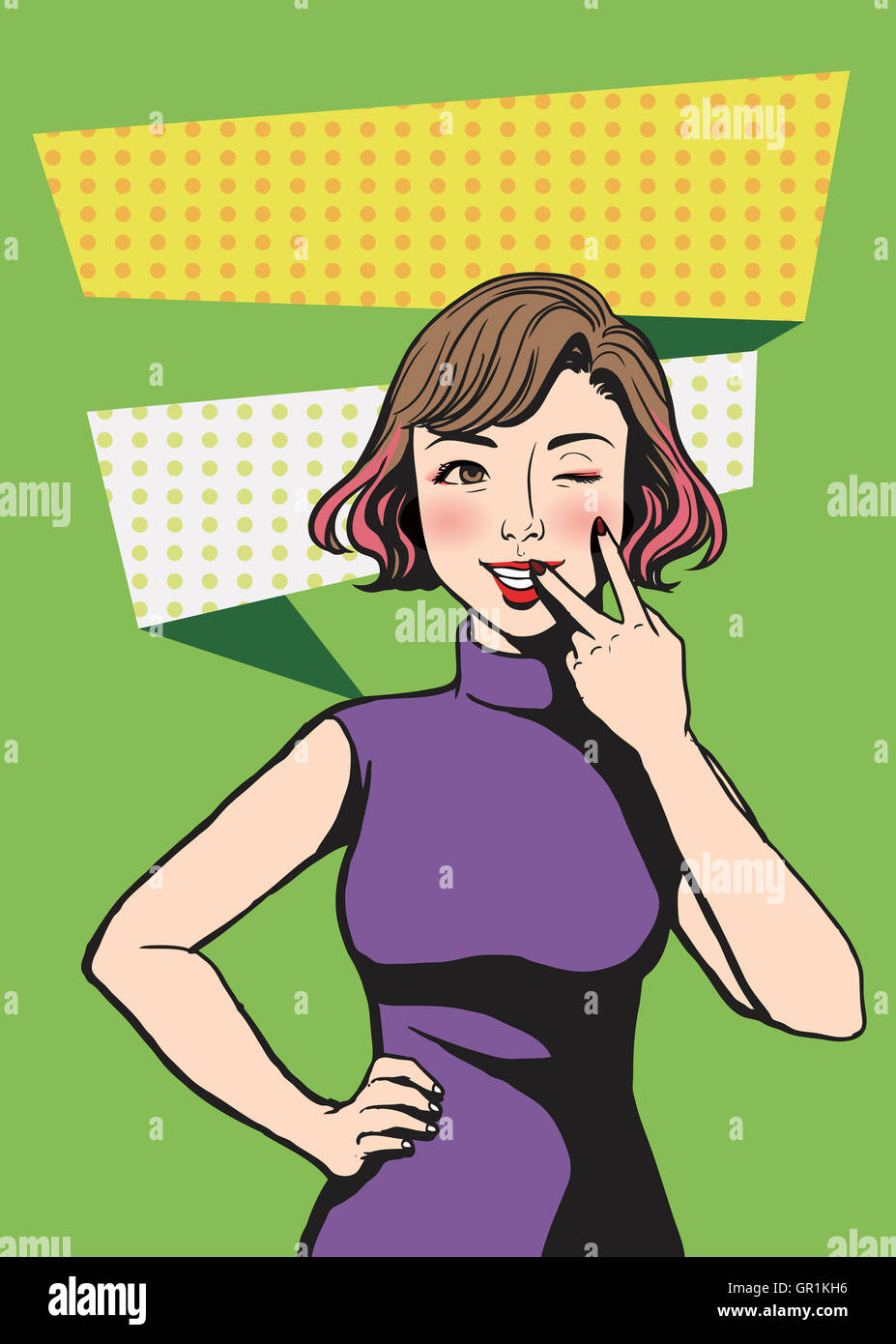 Smiling woman with v sign winking hi-res stock photography and images ...