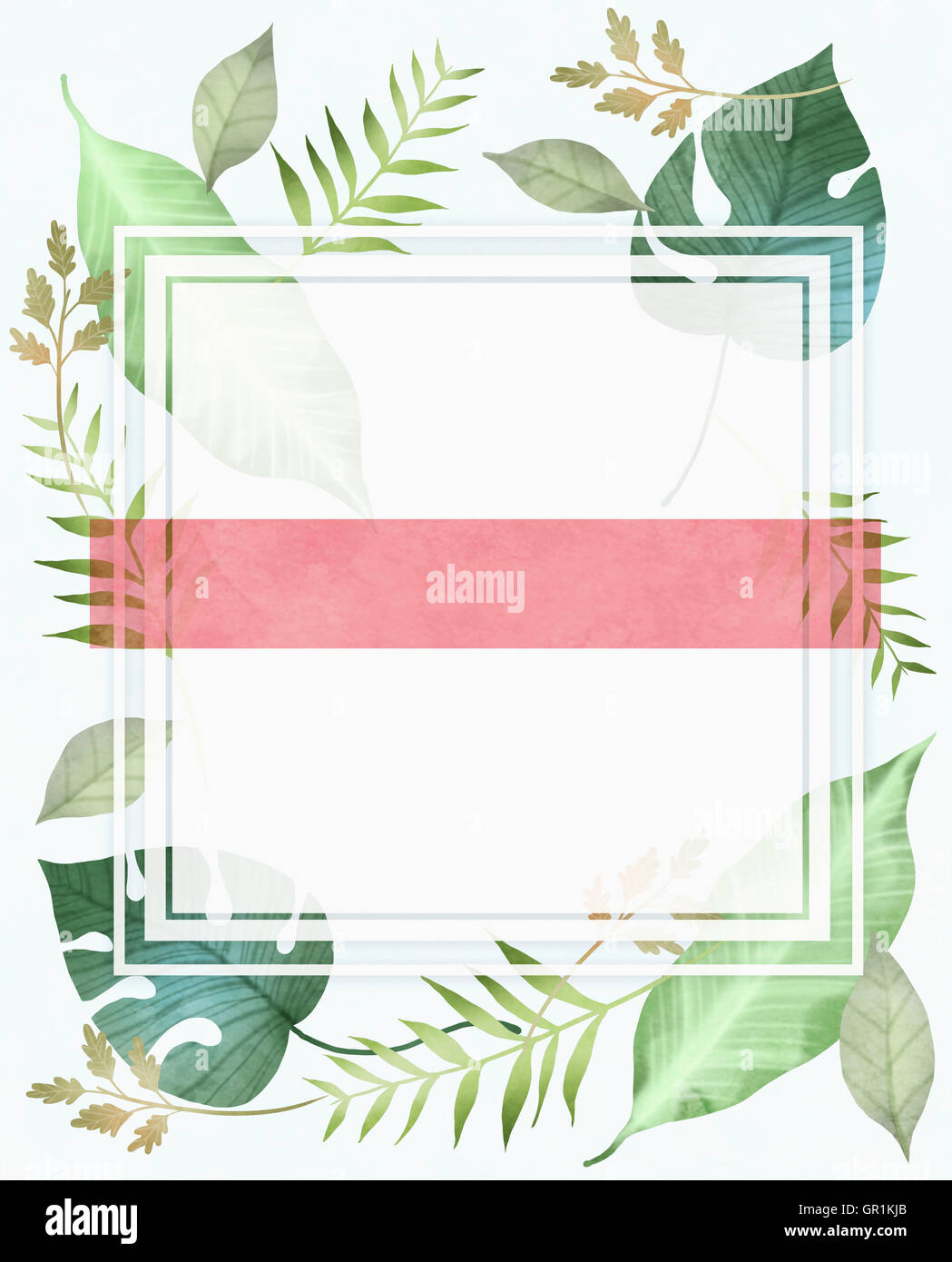 Square frame with flowers and ribbon Stock Photo - Alamy