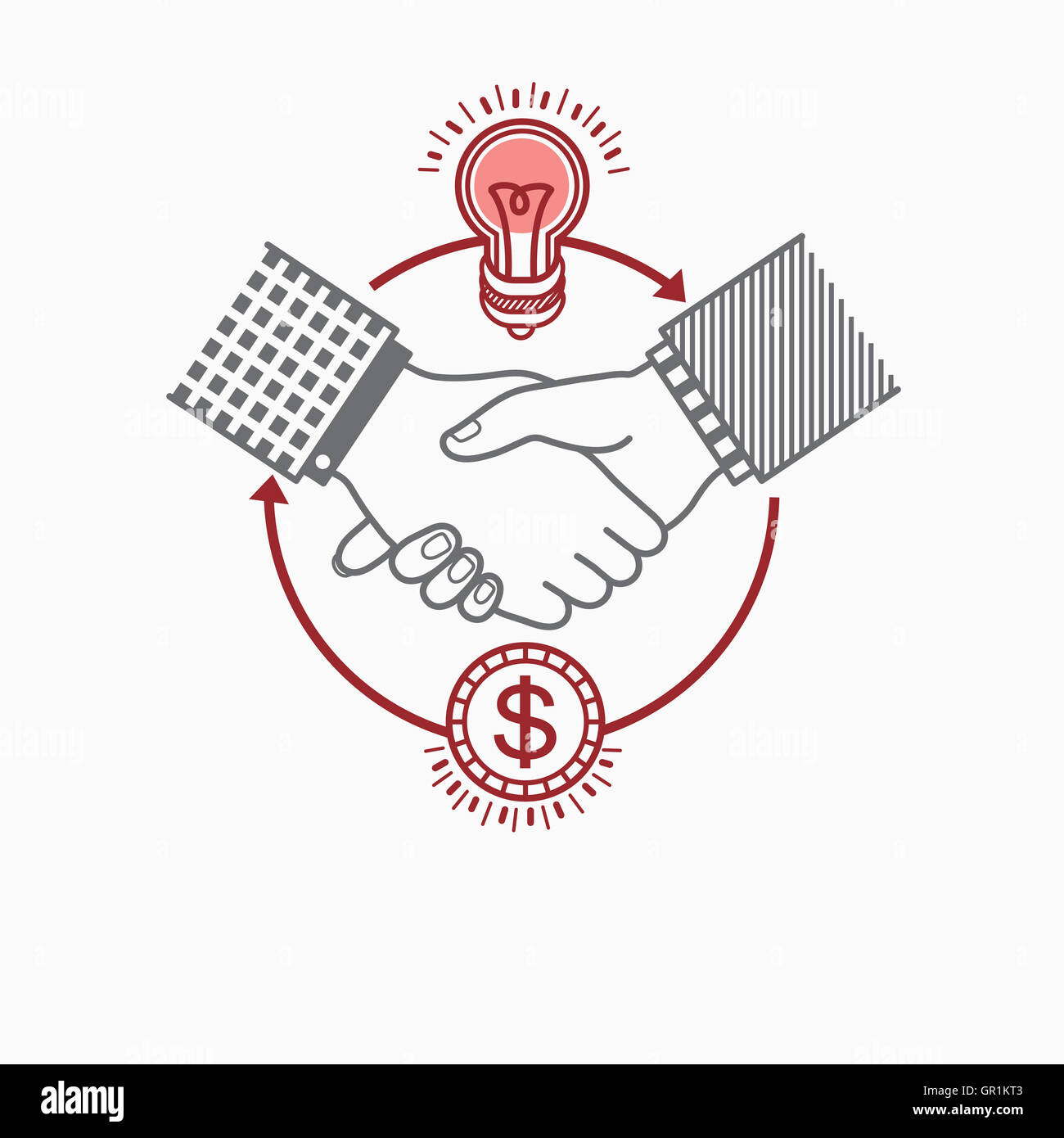 Illustration of hands shaking together Stock Photo - Alamy