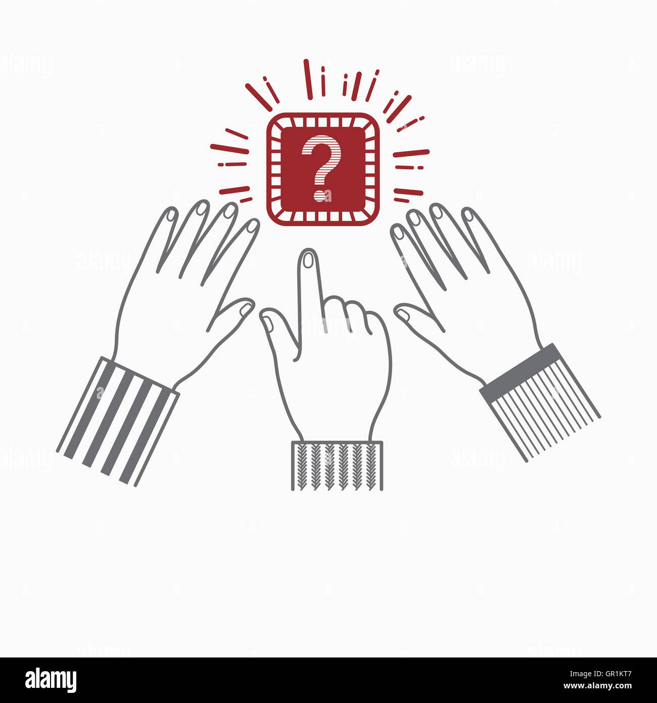 Hands reaching for a question mark Stock Photo - Alamy