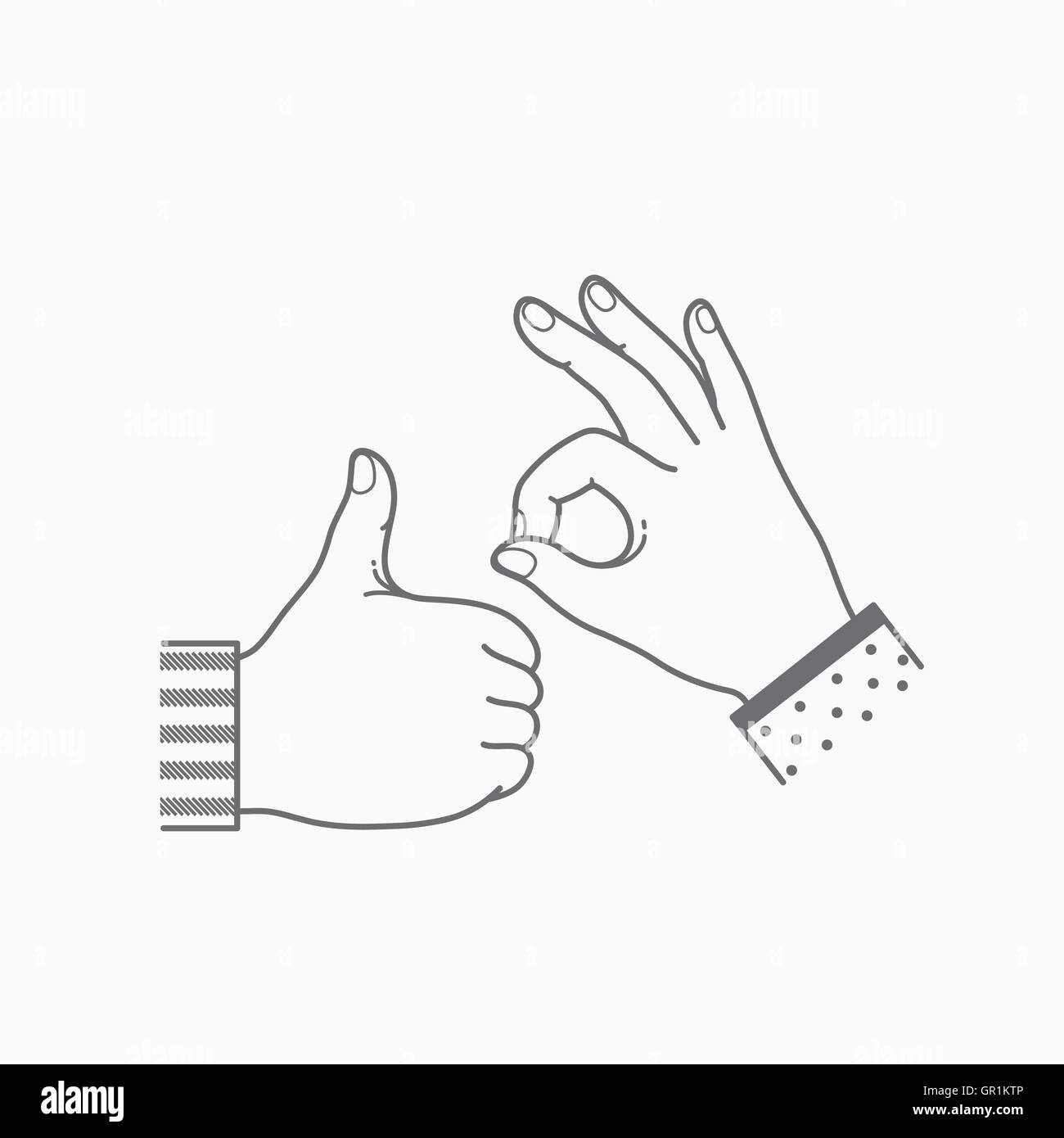 Hands making thumb-up and ok sign Stock Photo - Alamy