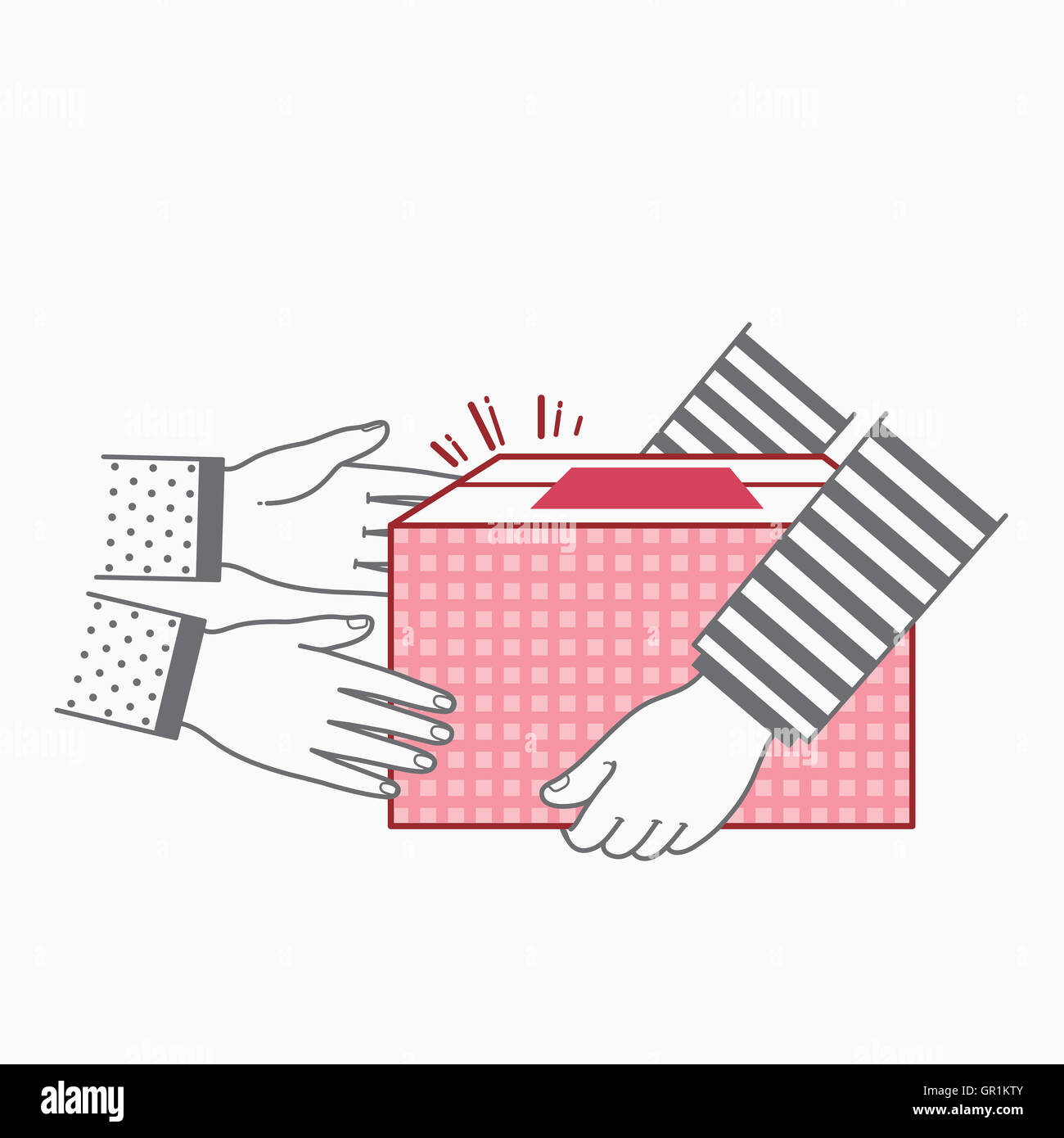 Hands giving and taking delivery box Stock Photo - Alamy