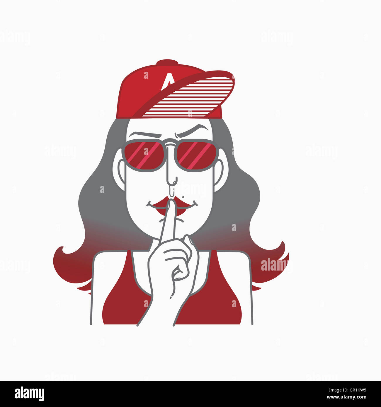 Portrait of woman making a hush sign Stock Photo - Alamy