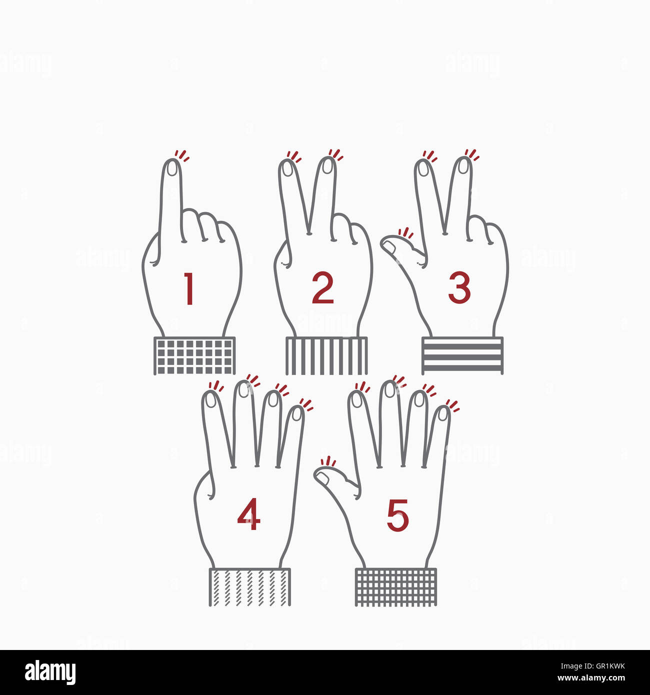 Hands counting numbers from one to five Stock Photo - Alamy