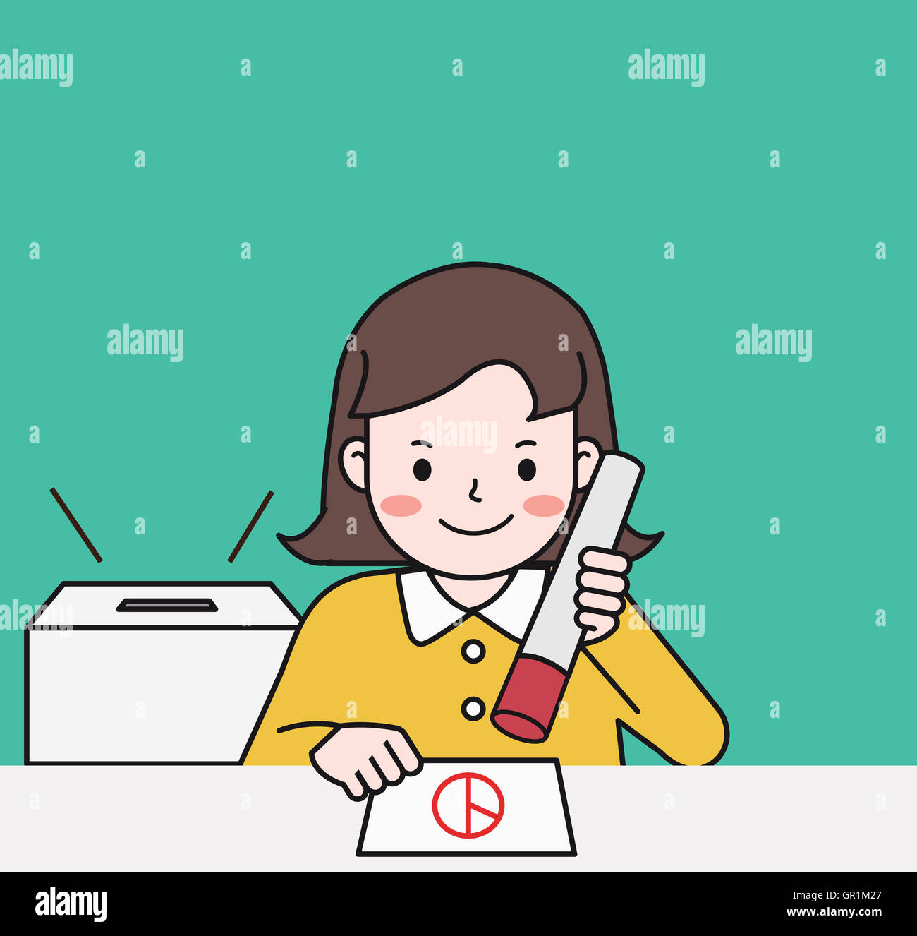 Smiling woman voting Stock Photo - Alamy