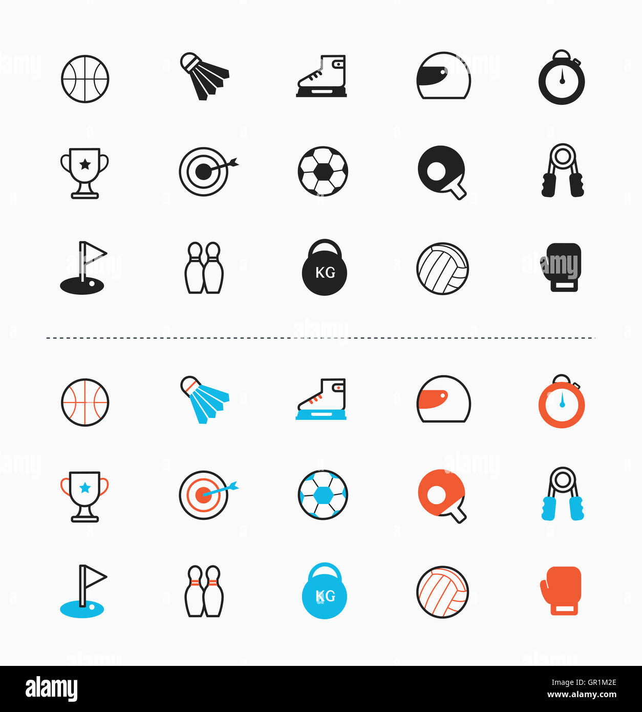 Set of various icons related to sports Stock Photo - Alamy