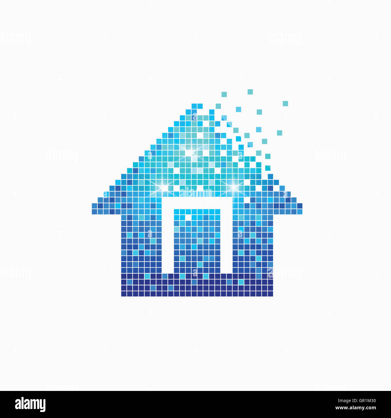 Blue pixel icon of house Stock Photo - Alamy