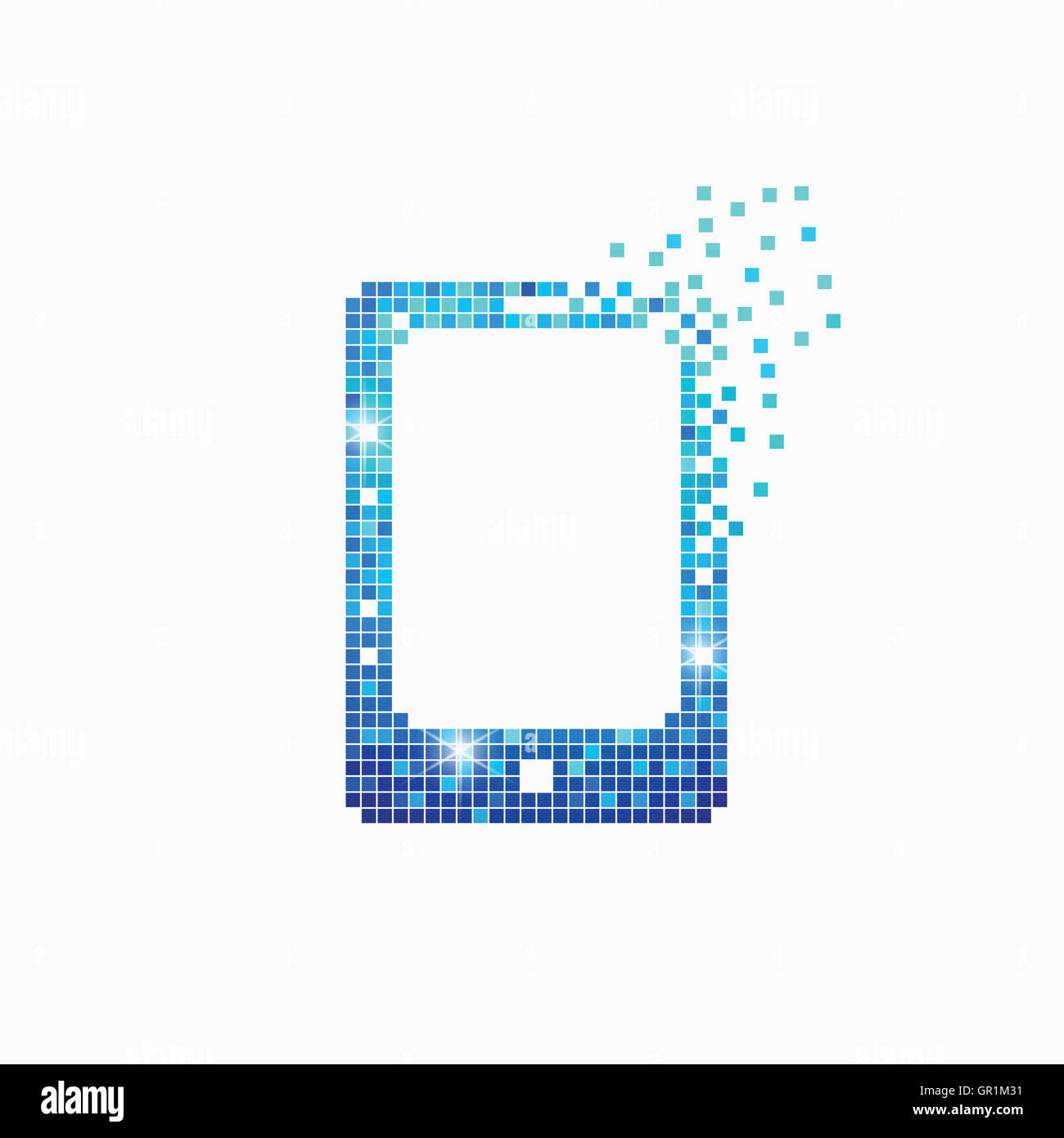 Blue pixel icon of smart phone Stock Photo - Alamy