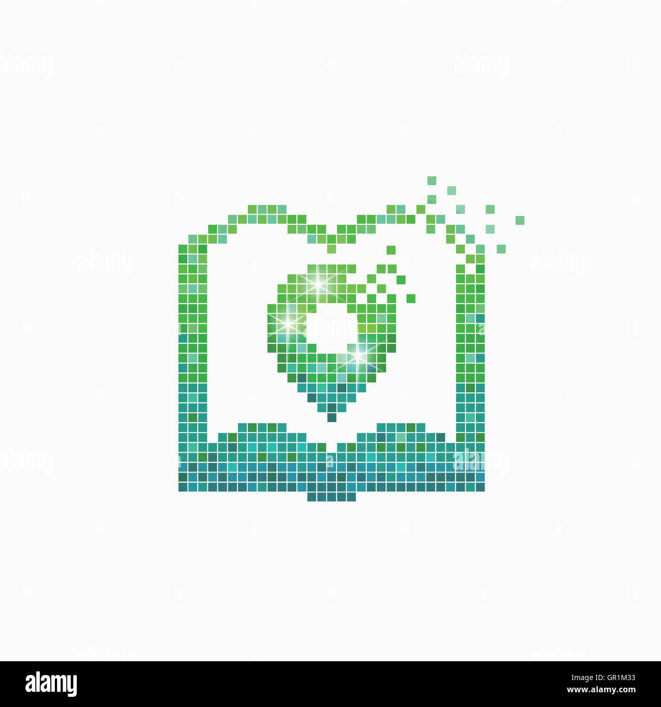 Green pixel icon of map Stock Photo - Alamy