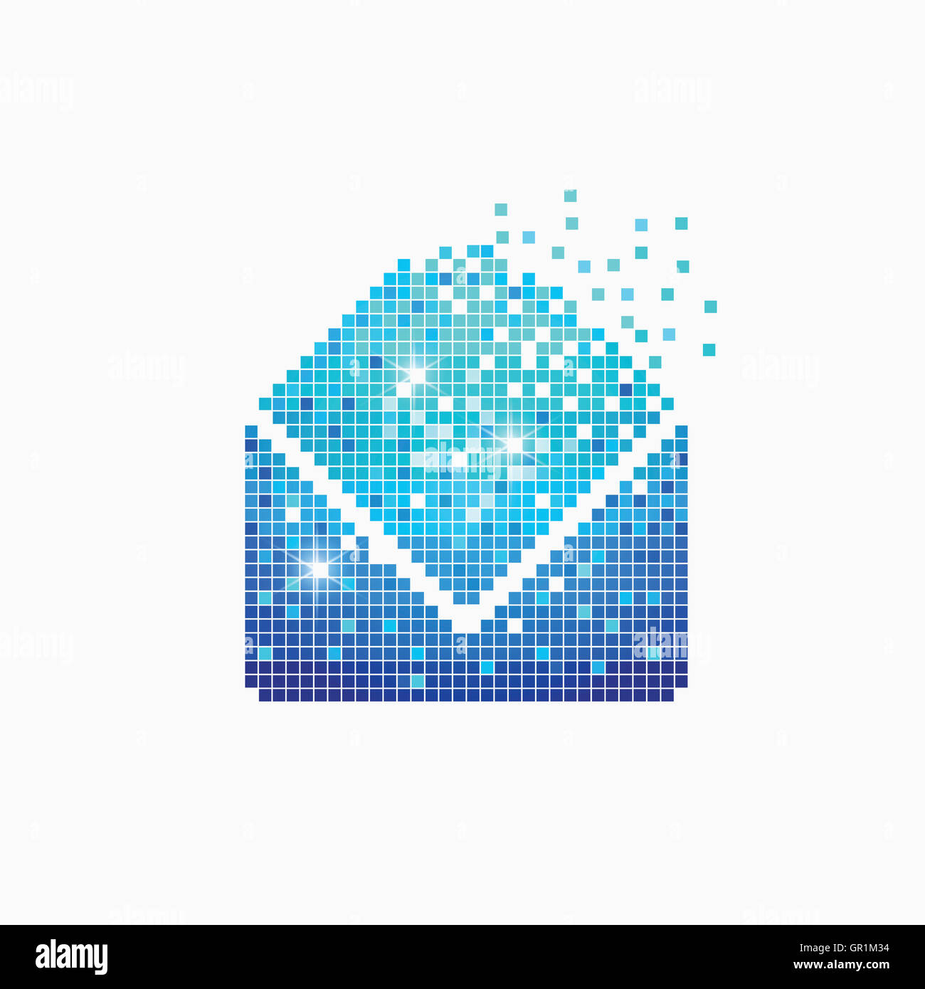 Blue pixel icon of envelope Stock Photo - Alamy