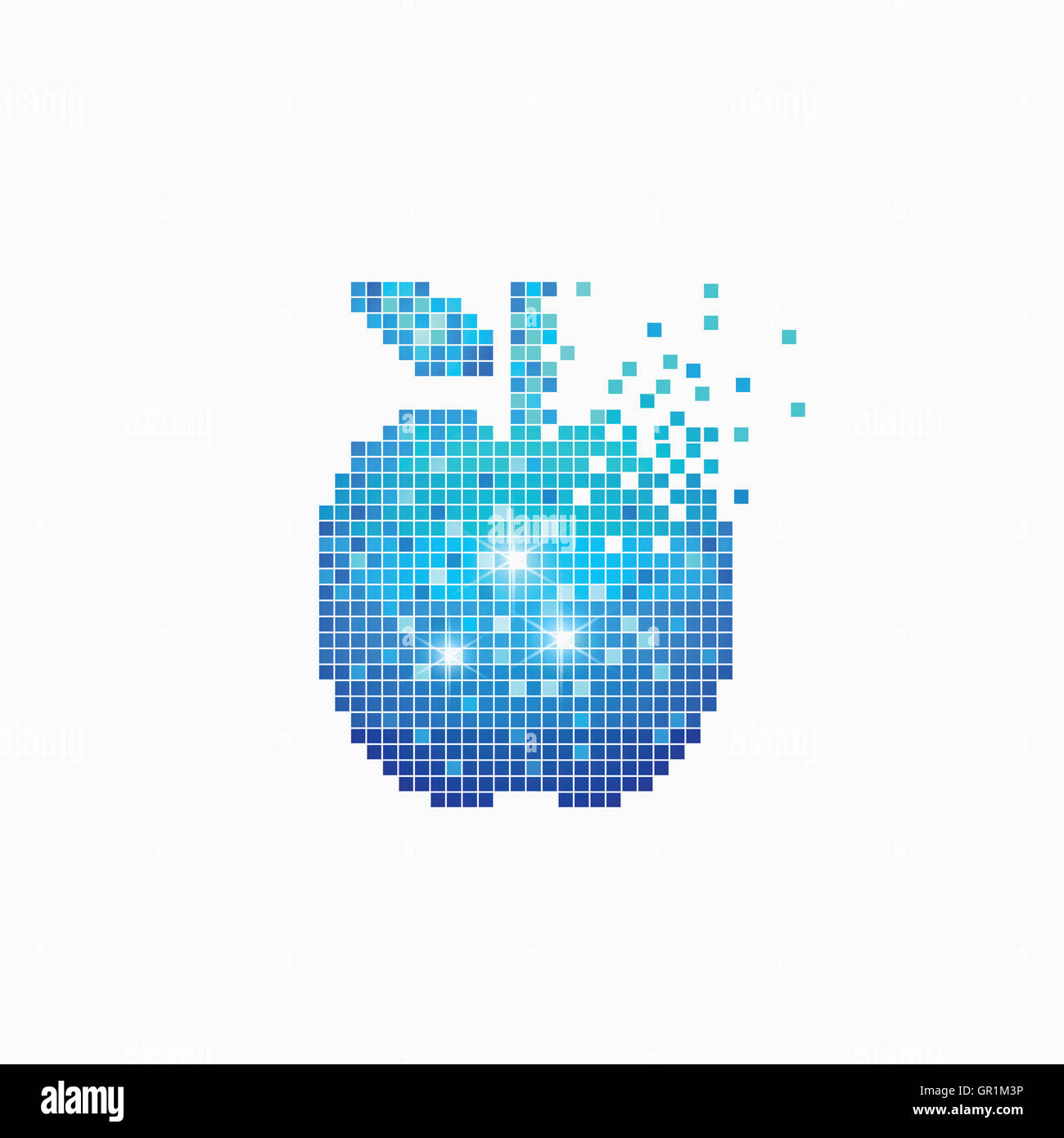 Blue pixel icon of apple Stock Photo - Alamy