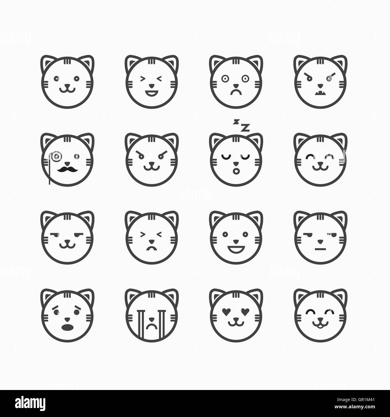 Various emotionsof cat face Stock Photo - Alamy