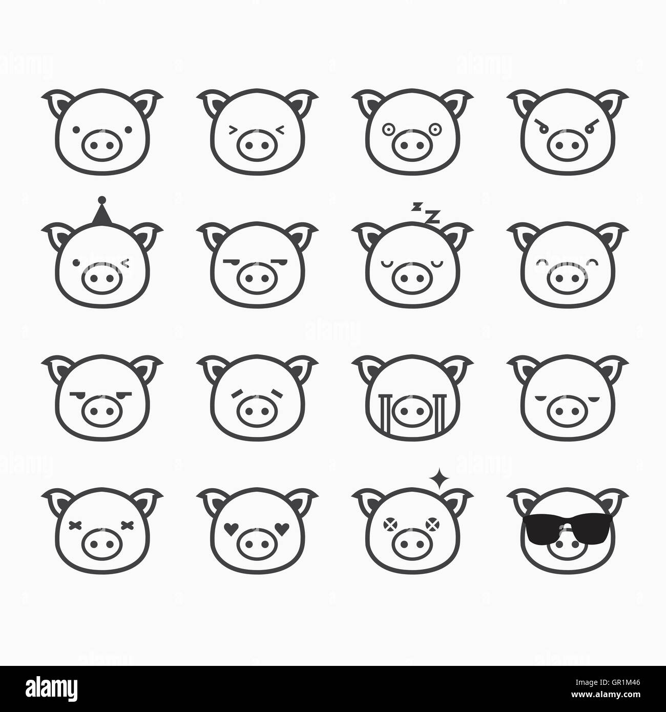 Various face emotions of pigs Stock Photo - Alamy