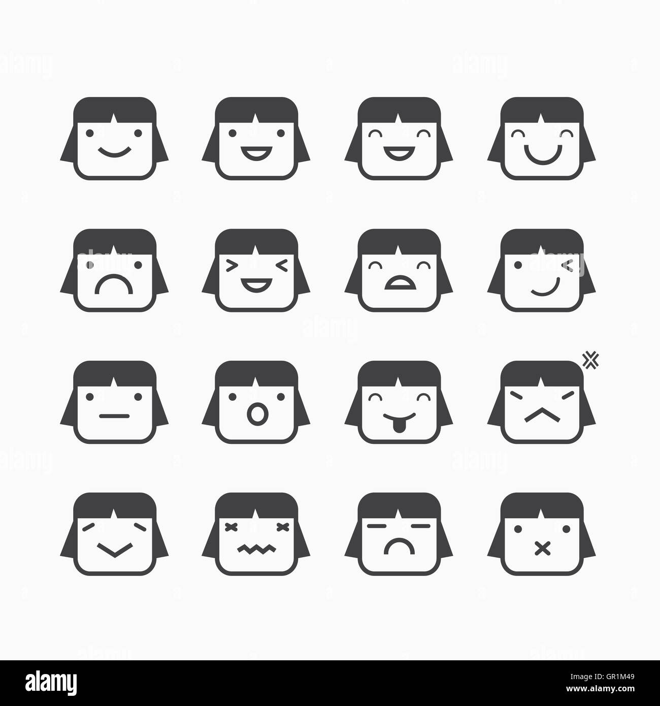 Various face emotions of woman Stock Photo - Alamy