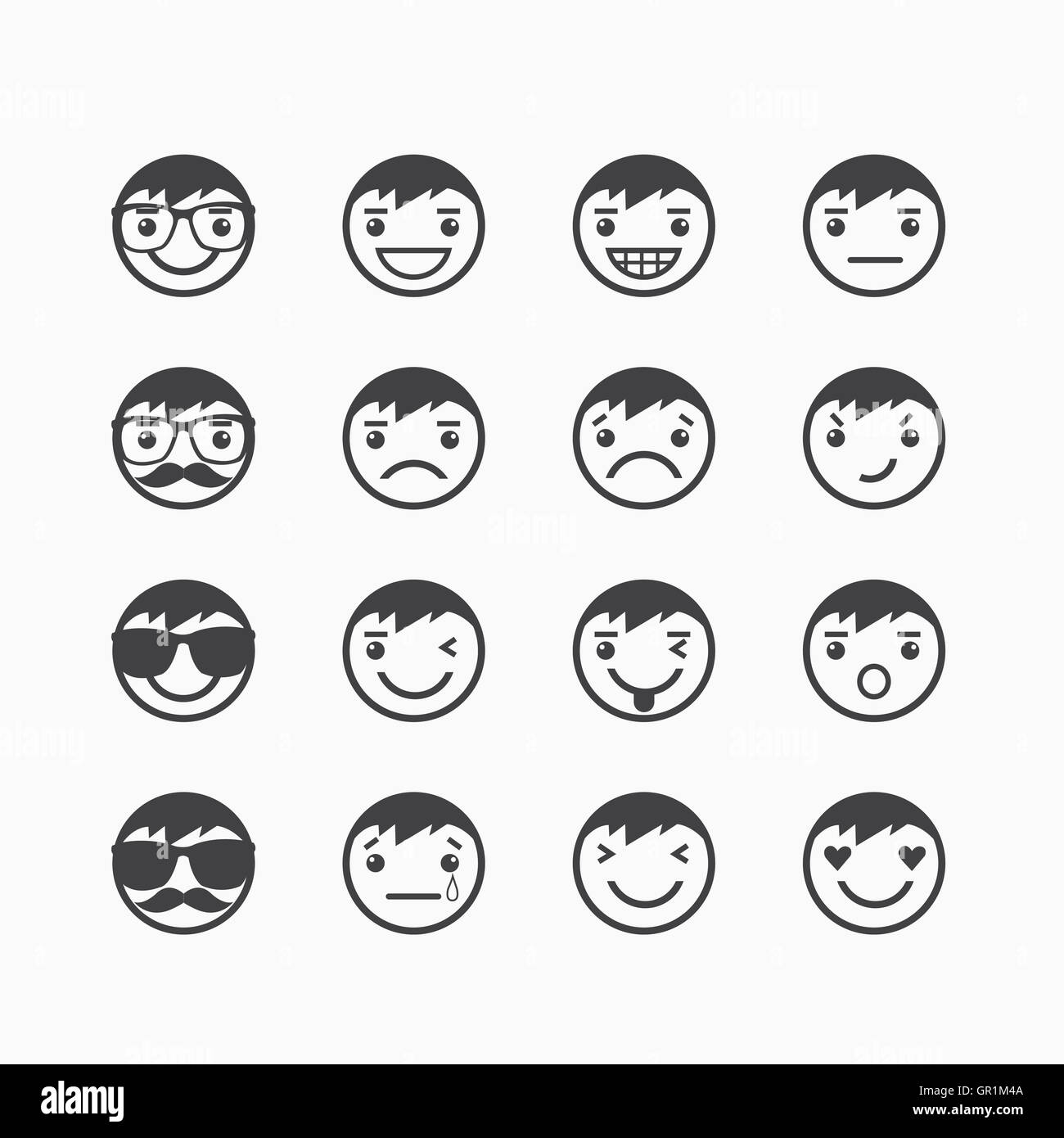 Various face emoticon set Stock Photo - Alamy
