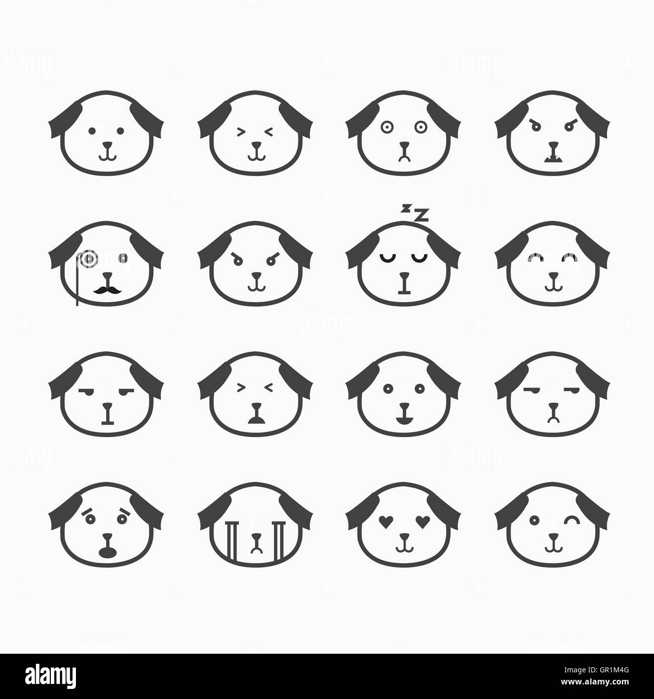 Various emotion set of dog's face Stock Photo - Alamy