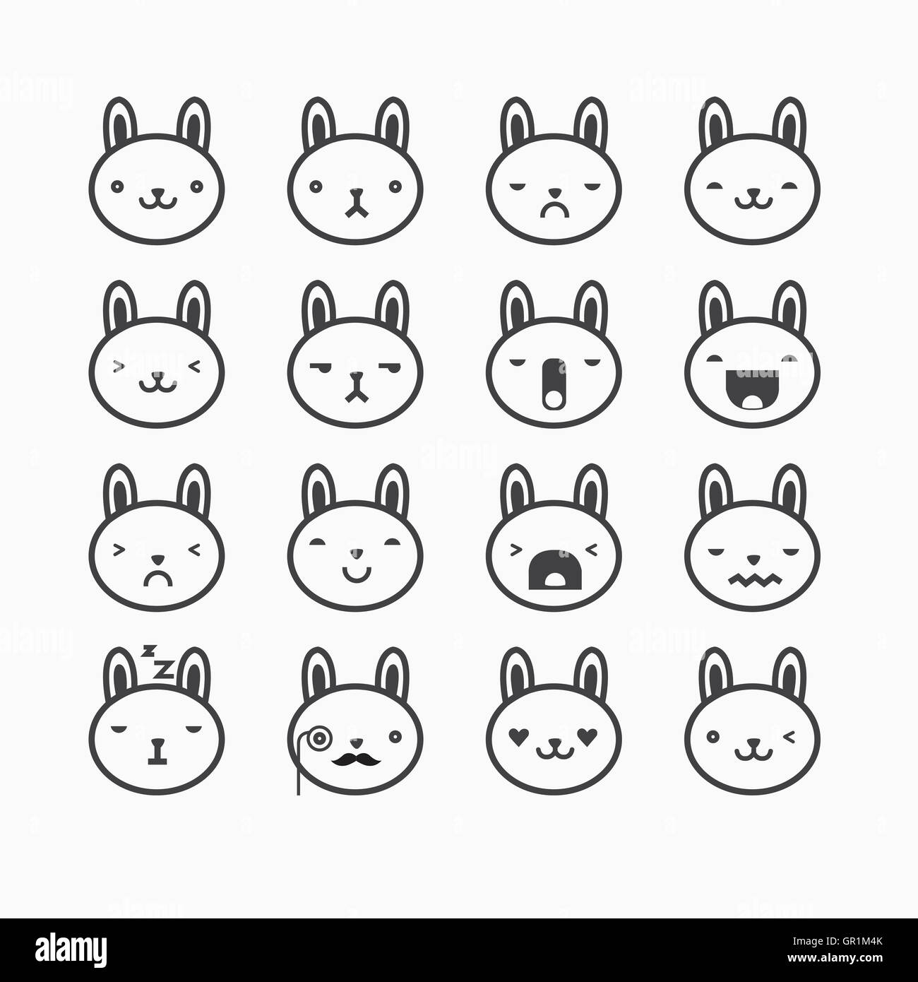 Various emotion set of rabbit's face Stock Photo - Alamy