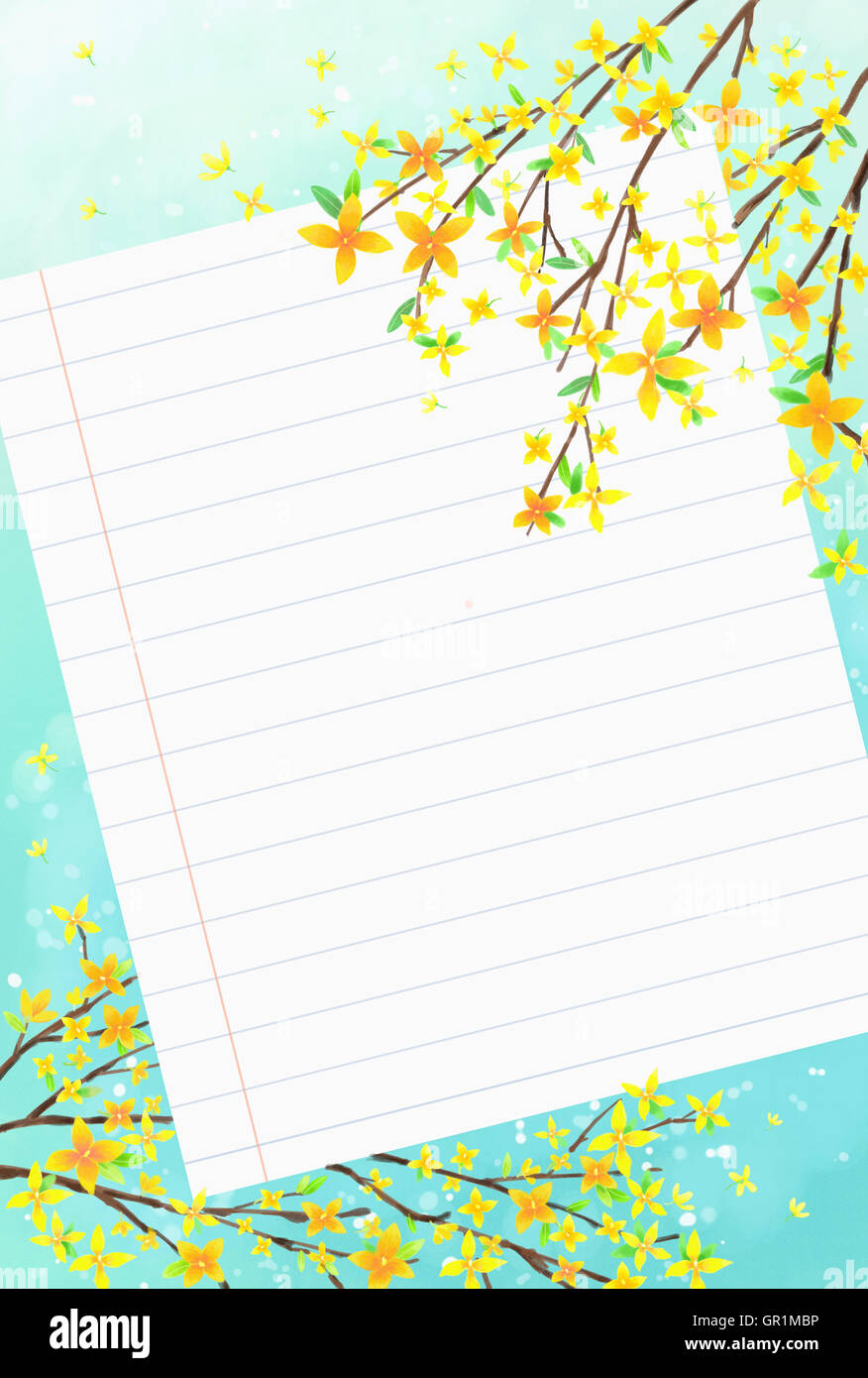 Letter paper with spring flowers Stock Photo - Alamy