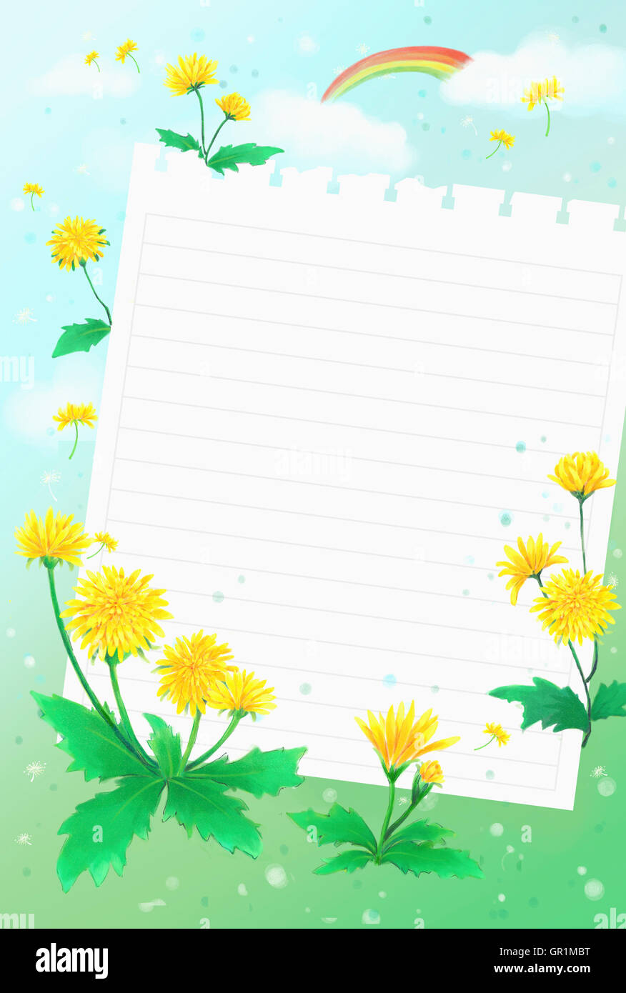 Letter paper with spring flowers Stock Photo - Alamy