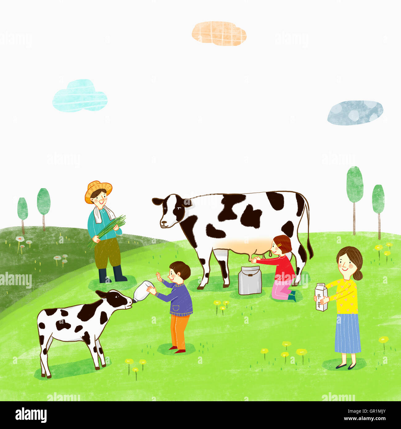 People visiting a ranch Stock Photo - Alamy