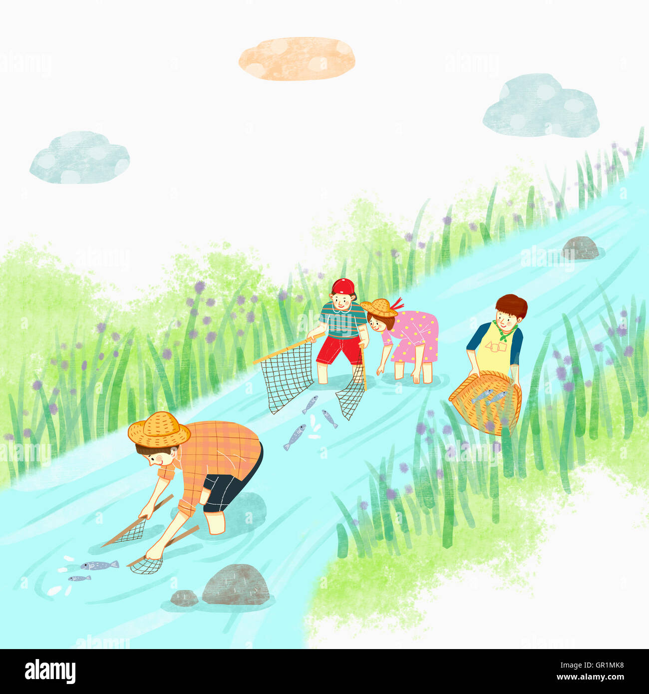 People catching fish with nets Stock Photo - Alamy