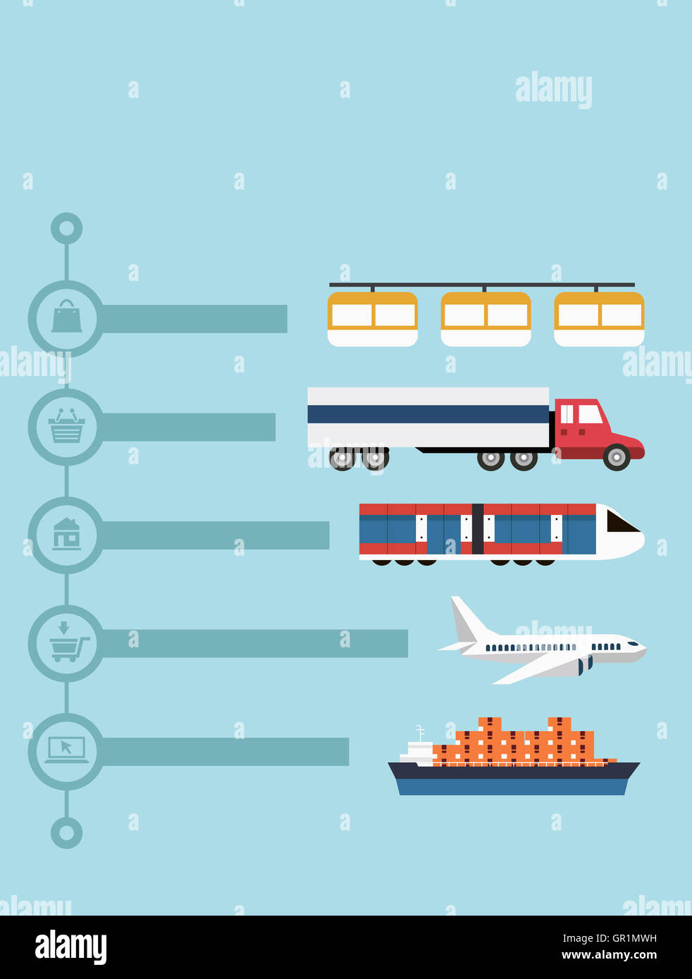 Illustration of various transportations Stock Photo - Alamy