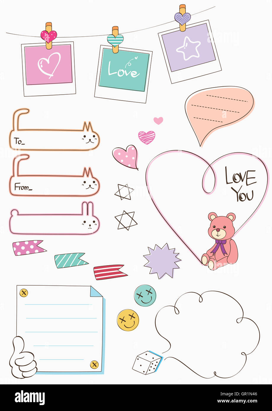 Illustration of various stickers and labels Stock Photo - Alamy