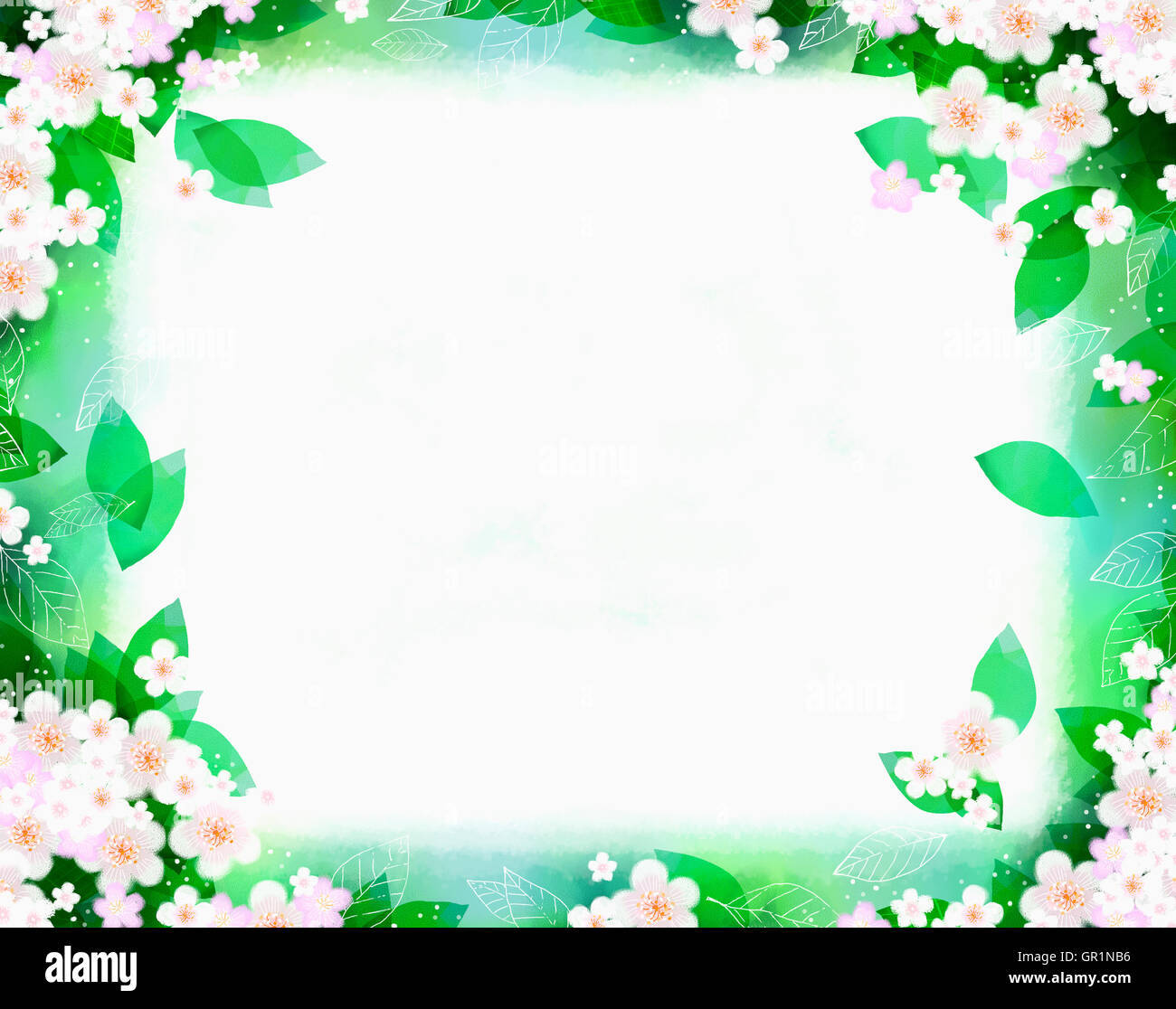 Frame with watercolor flowers Stock Photo - Alamy